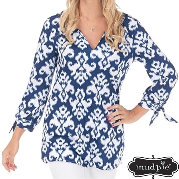 Mud Pie | Tops | Mud Pie Blue White Tunic Top | Poshmark